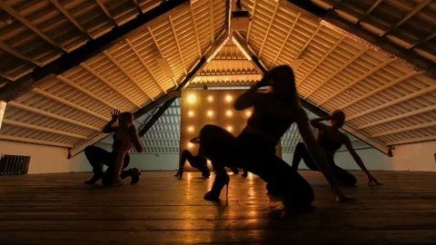 Silhouettes of dancing girls. go-go danc... | Stock Video | Pond5