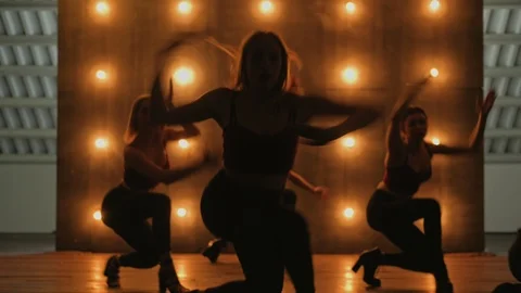 Silhouettes of dancing girls. go-go danc... | Stock Video | Pond5