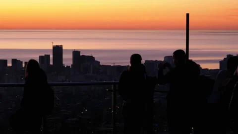 Silhouettes of People on the observation... | Stock Video | Pond5