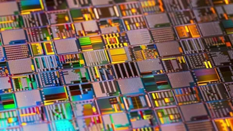 Silicon semiconductor wafer close-up. In... | Stock Video | Pond5