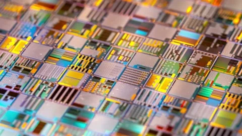 Silicon semiconductor wafer close-up. In... | Stock Video | Pond5