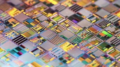 Silicon semiconductor wafer close-up. In... | Stock Video | Pond5