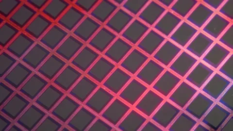 Silicon wafer reflects red and blue colo... | Stock Video | Pond5