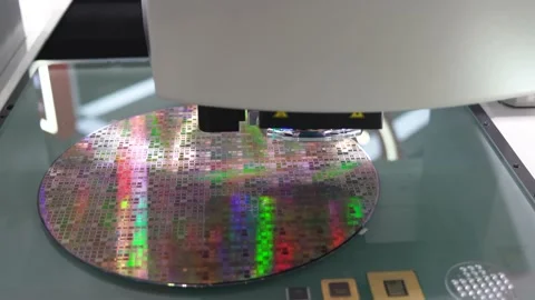 silicone wafer under the microscope | Stock Video | Pond5