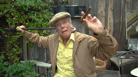 Silly and funny old man in his 60s being... | Stock Video | Pond5