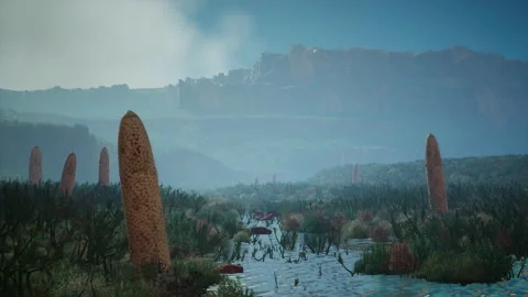 Silurian landscape prehistoric paleoart ... | Stock Video | Pond5