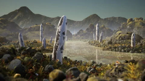 Silurian landscape prehistoric paleoart ... | Stock Video | Pond5