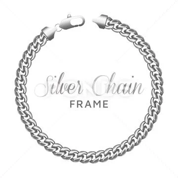Silver chain round border frame.: Royalty Free #99532646