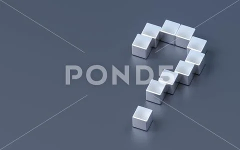 Silver chrome question mark made of cubes challenge problem solution ...