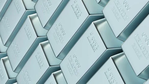 Silver ingots, looped. 3D render. Silver... | Stock Video | Pond5
