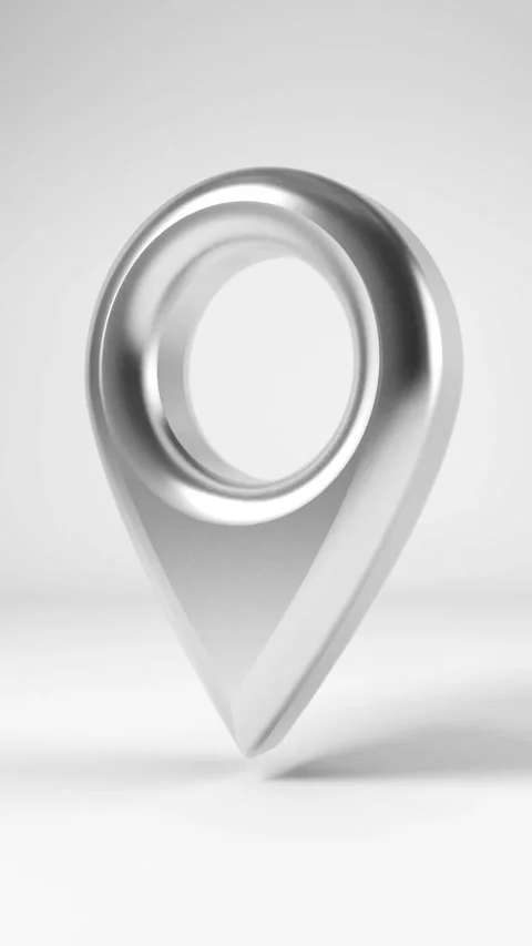 Silver location icon on white background | Stock Video | Pond5