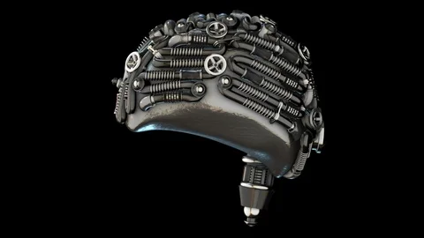 Silver model of the human brain. 4K anim... | Stock Video | Pond5