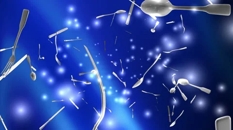 Silverware on Blue Looping Animated Back... | Stock Video | Pond5
