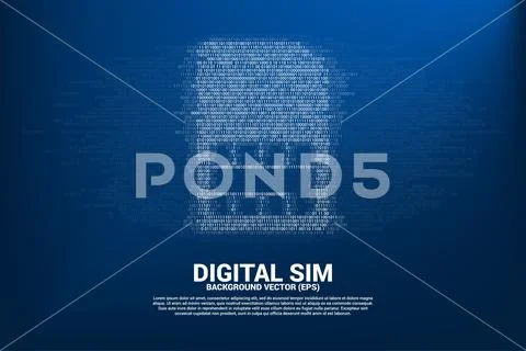 Sim card icon with one and zero binary code digit matrix style.: Graphic #105847857