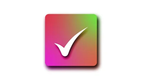 Simple 3d square shape check mark icon a... | Stock Video | Pond5