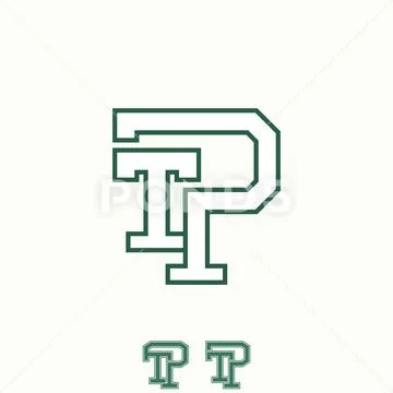Simple and unique letter or word TP outline sans serif font on merge ...