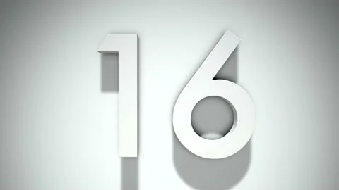 A simple animation of the number 16 sixt... | Stock Video | Pond5