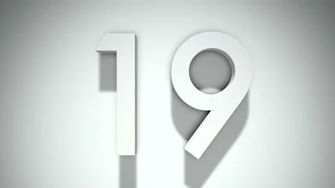 A simple animation of the number 19 nine... | Stock Video | Pond5