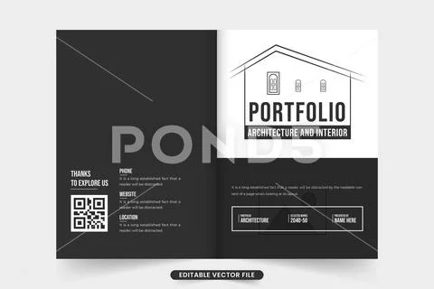 Simple architect profile and portfolio cover design with dark and white ...