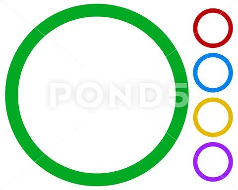 Simple, basic frame / border icons isolated on white in 5 color ...