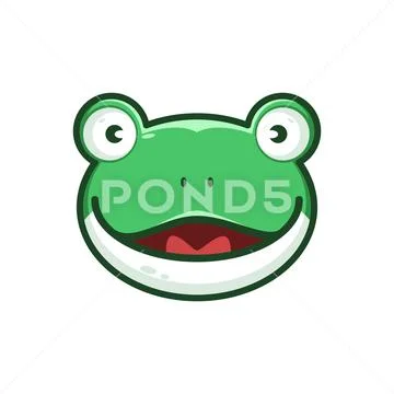 Simple cartoon frog with smiling face: Graphic #161900849