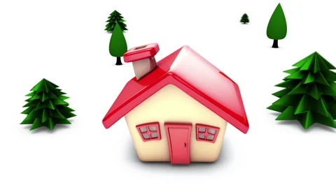 Simple cartoon house animating on screen | Stock Video | Pond5