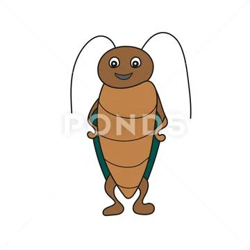 Simple cartoon icon. Cartoon bug isolated on white background ...
