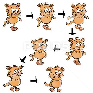 Simple Cat Walk Animation Sprite Vector Cartoon Character ~ Clip Art ...