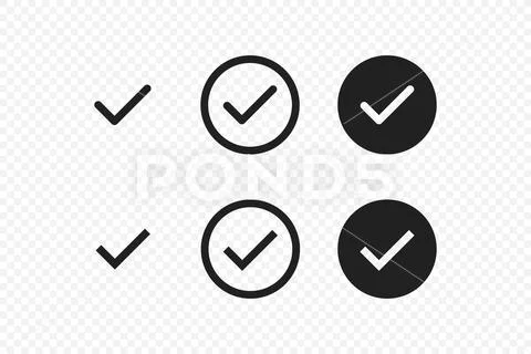 Simple check and cross mark icon set. Correct symbol. Ok sign in vector ...
