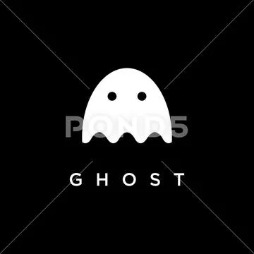 Simple ghost logo icon vector template on black background: Graphic ...
