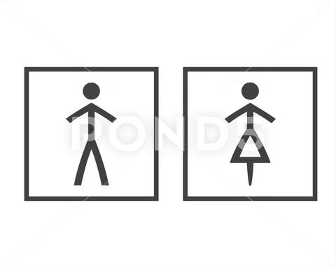Simple grey wc symbols in squares, vector restroom illustration, man ...
