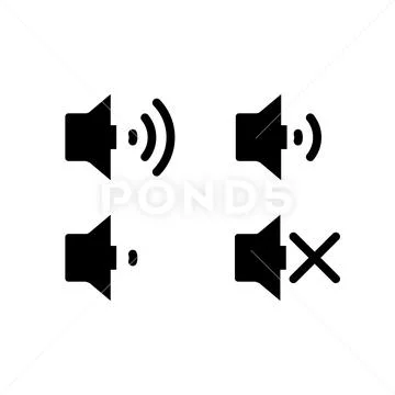 Simple icons of speaker volume with sound waves, vector illustration ...