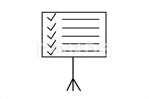Simple line drawing of a checklist on a clipboard with check marks on a ...