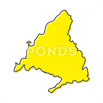 Simple outline map of Community of Madrid is a region of Spain ...