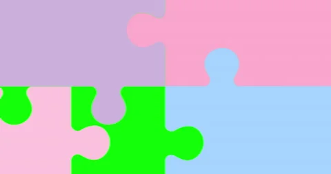 Simple puzzle animation on green backgro... | Stock Video | Pond5