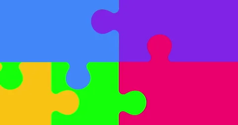 Simple puzzle animation on green backgro... | Stock Video | Pond5