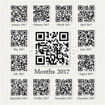 Simple QR code months design template: Graphic #71456101