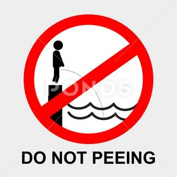 Simple vector prohibition sign, do not peeing at gray background ...