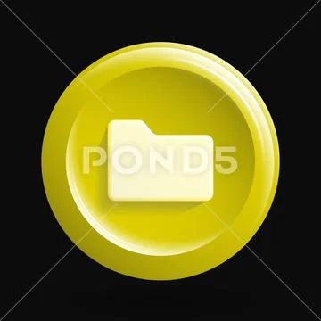 Simple Yellow Folder Icon. 3d File Manager Button: Royalty Free #178093766