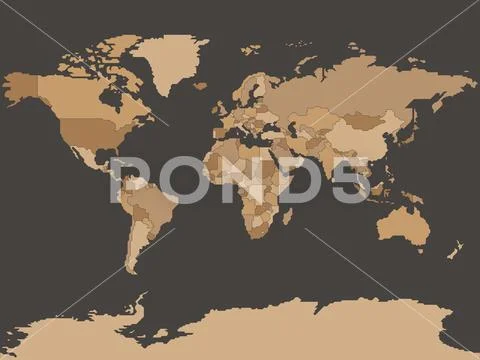 Simplified blank smooth border World map: Graphic #202609289