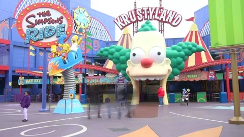The Simpsons Ride Krustyland at Universa... | Stock Video | Pond5
