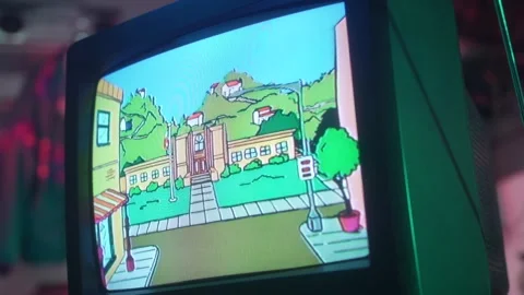The Simpsons Show on a Vintage Retro TV ... | Stock Video | Pond5