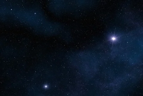 Simulated starfield with blue nebula and... | Stock Video | Pond5