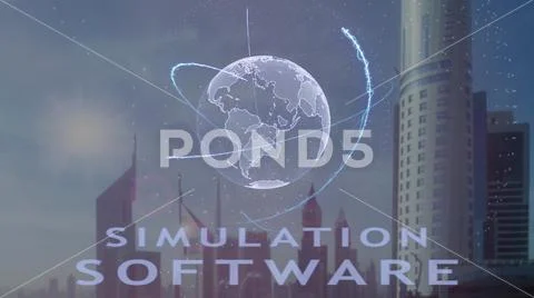 Simulation software text with 3d hologram of the planet Earth against ...