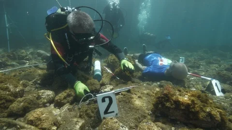 Simulation of an underwater crime scene ... | Stock Video | Pond5