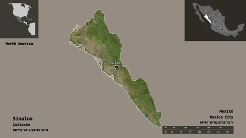 Sinaloa location. Mexico. Satellite map | Stock Video | Pond5
