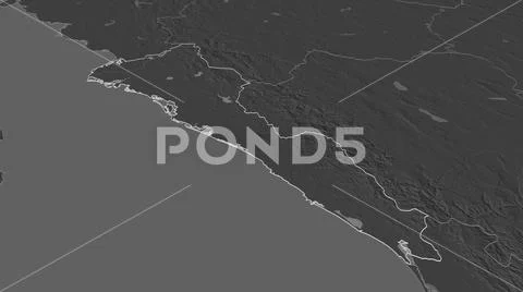 Sinaloa, Mexico. Bilevel elevation map with surface waters Illustration ...