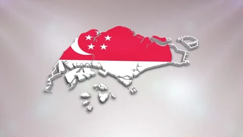 Singapore Flag on Map | Stock Video | Pond5