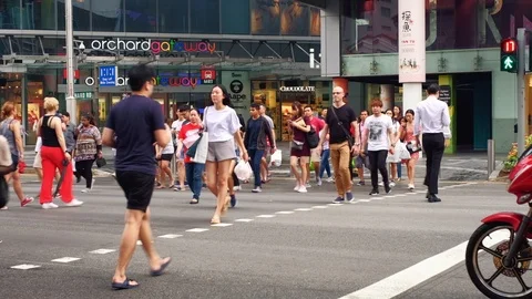 SIngapore - Street view with people cros... | Stock Video | Pond5