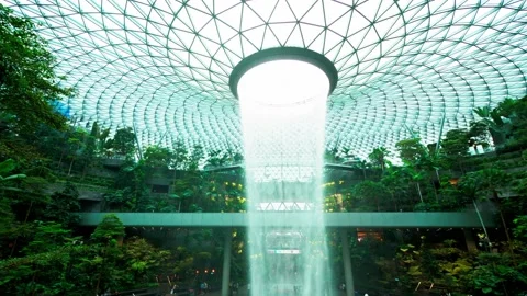 Singapore trees and waterfall in Changi ... | Stock Video | Pond5